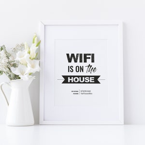 Editable WI FI Sign Wi FI is on the House Instant Digital Printable ...