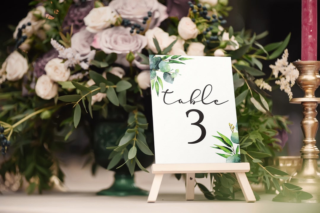 Eucalyptos Table Numbers SET Printable Signs From 1 to 60 Wedding Table ...