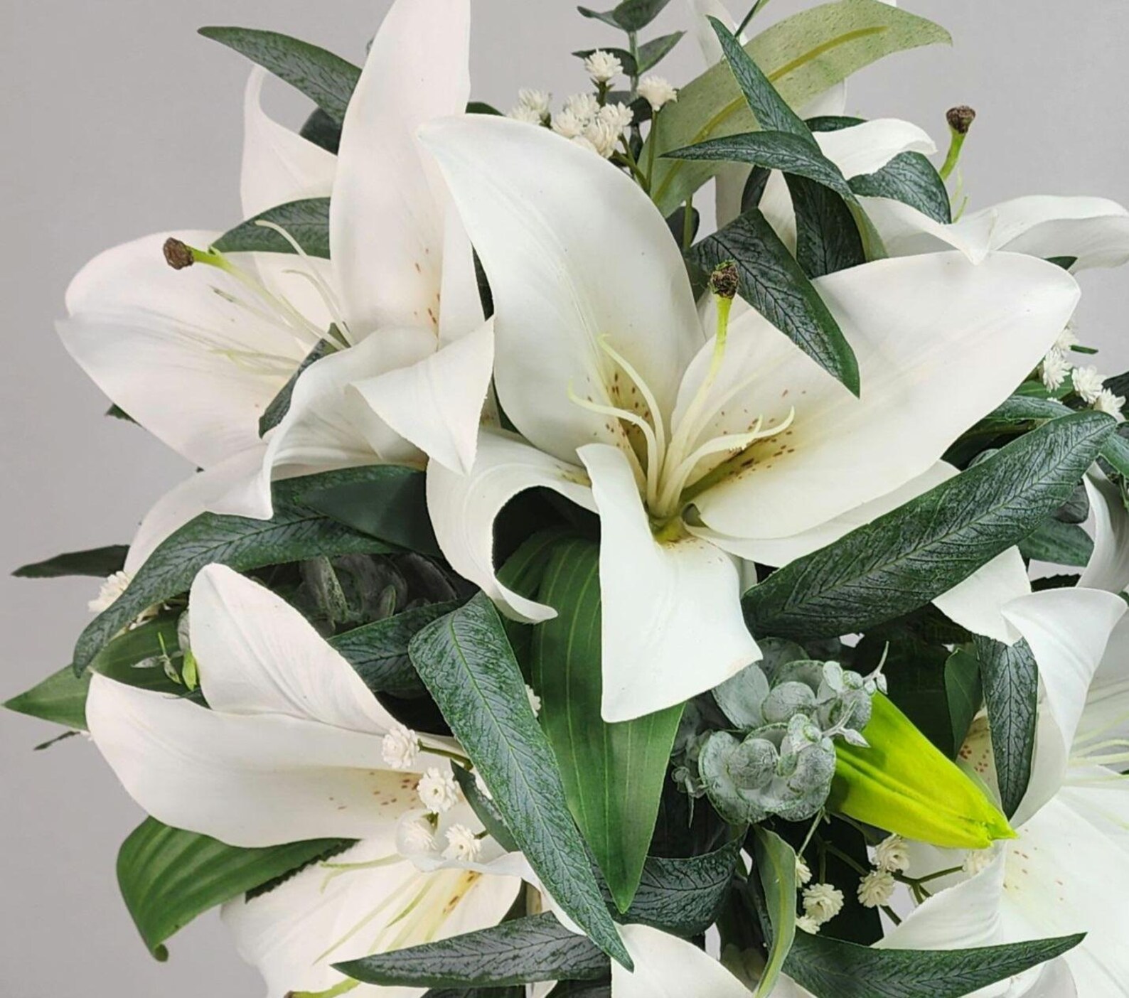 White Oriental Lily Tear-drop Bridal Bouquet-artificial Flowers - Etsy