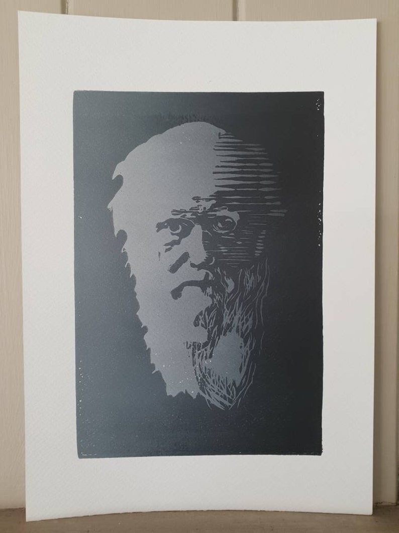 Charles Darwin. Hand-printed Linocut. - Etsy