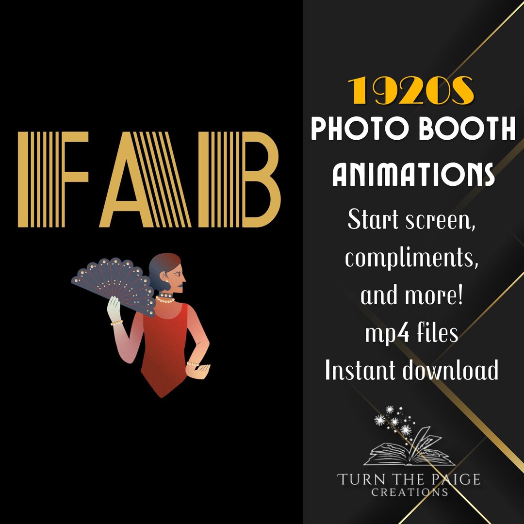 1920s Great Gatsby Photo Booth Animation Pack | Flapper & Roaring 20s ...