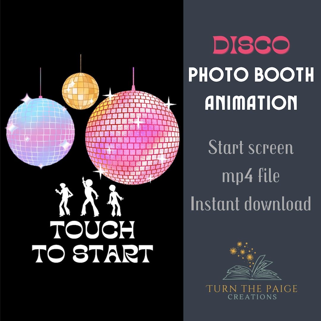 Disco Themed Mirror Photo Booth Start Screen | 70s Style "touch to ...