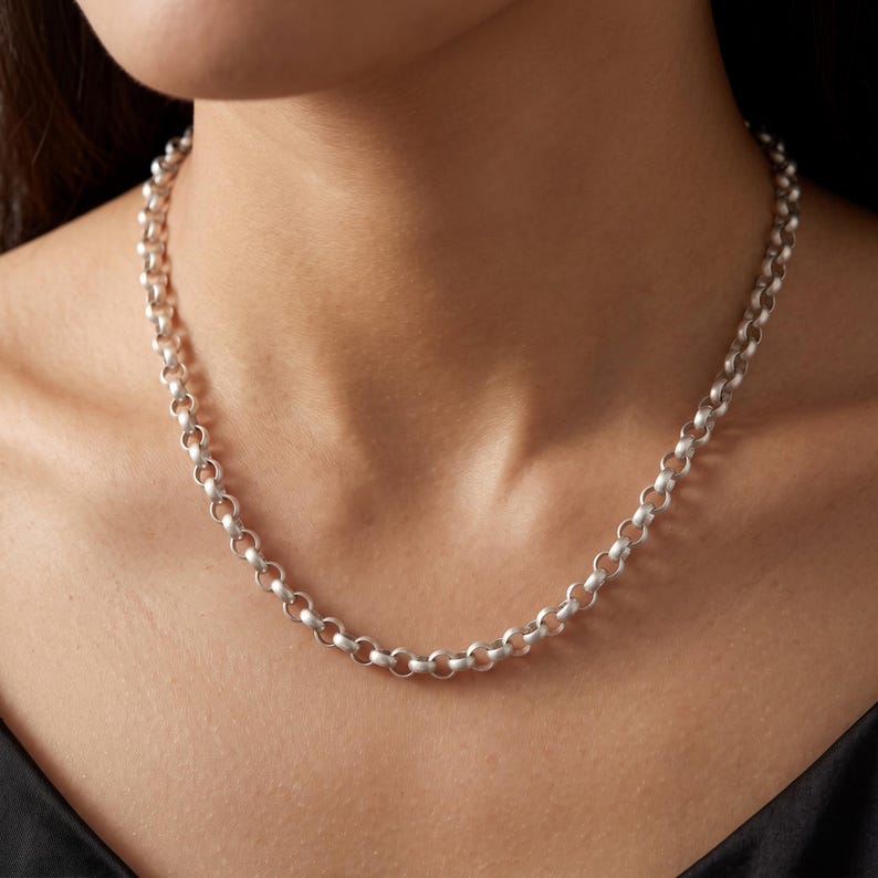 925 Sterling Silver Rolo Chain Necklace, Classic Round Link Chain ...