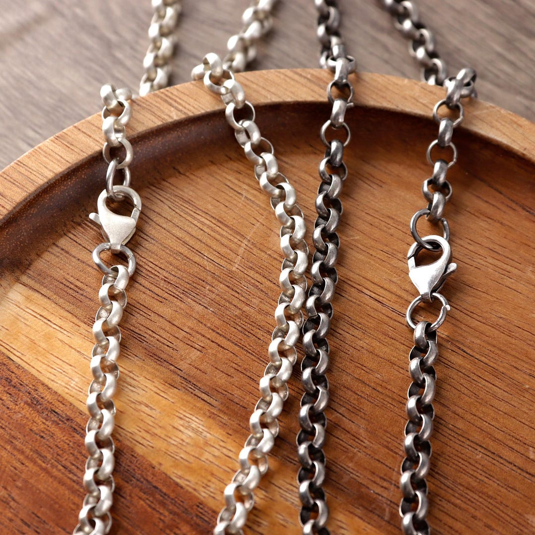 925 Sterling Silver Rolo Chain Necklace, Classic Round Link Chain ...