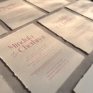 Deckled Edge Wedding Invitations - Letterpressed Invitation- Hand Torn ...