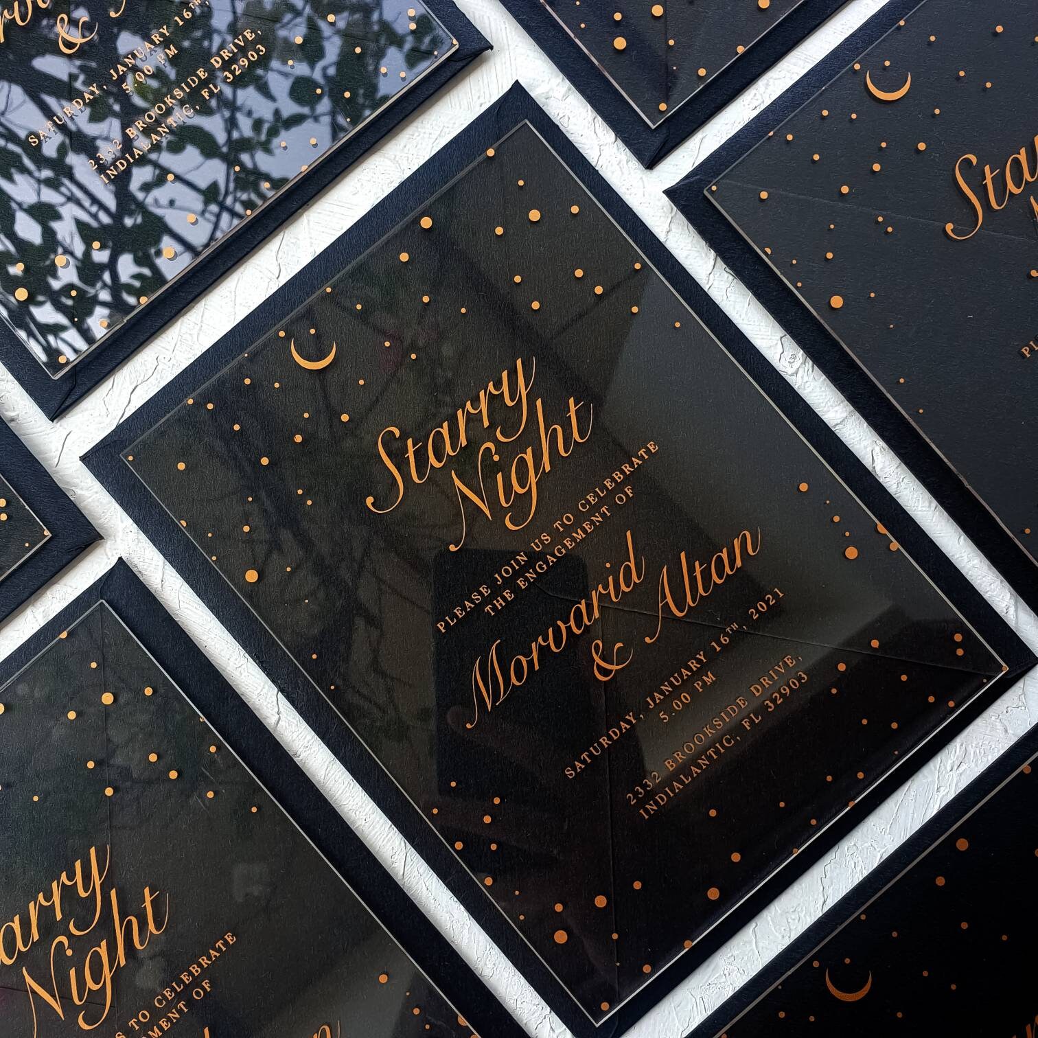 Starry Night Theme Acrylic Wedding Invitation With Envelope - Etsy
