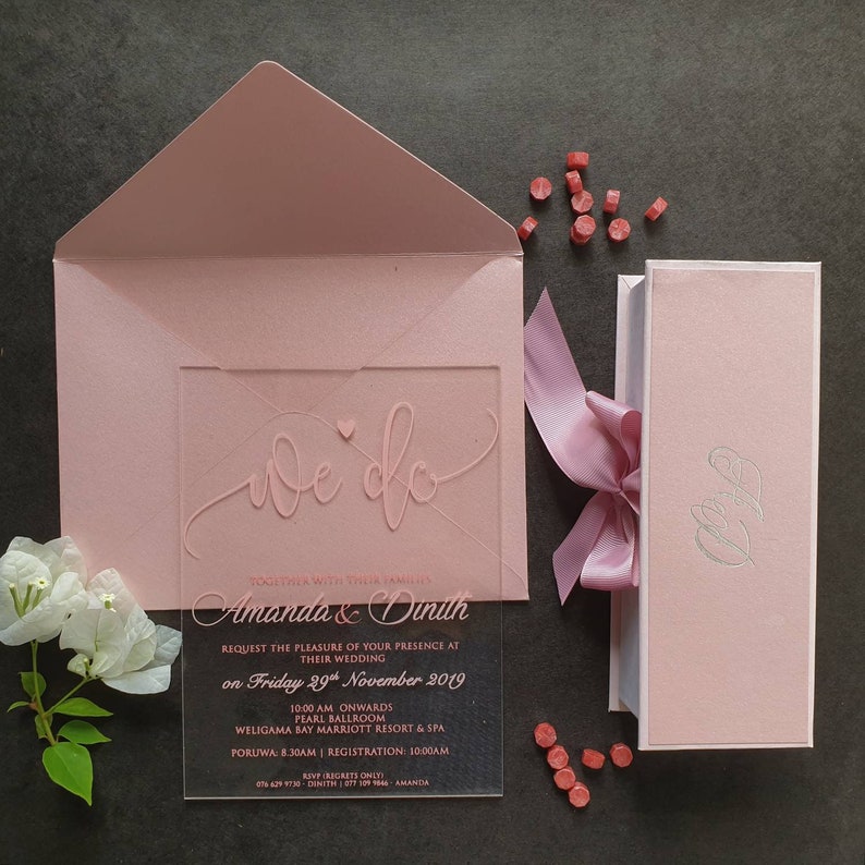 Unique Acrylic Invitation Pink We Do - Etsy