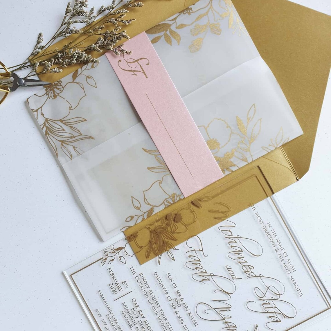 Blush acrylic with belly band & envelope | Etsy