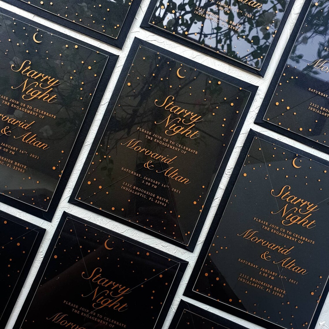 Starry Night Theme Acrylic Wedding Invitation With Envelope - Etsy