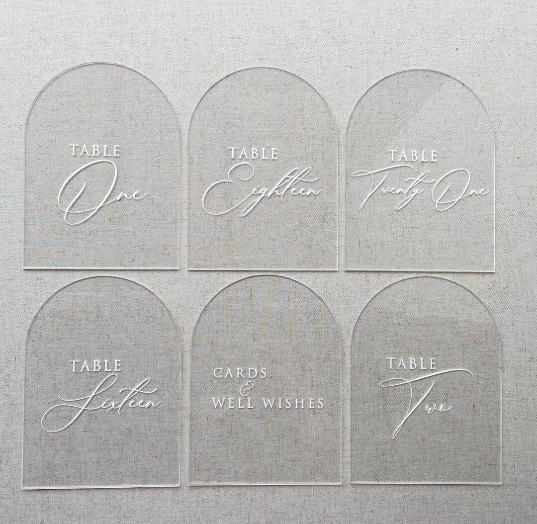 Arc Wedding Sign on Clear Acrylic Table Sign Table Number - Etsy