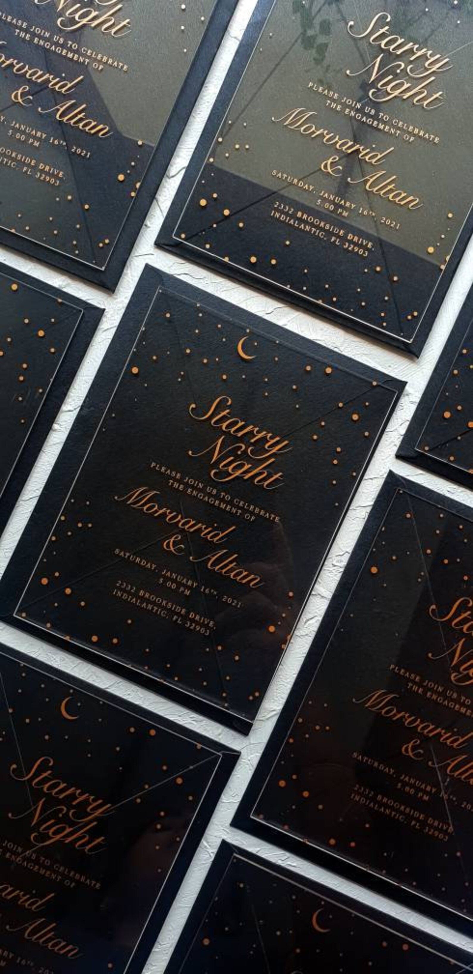 Starry Night Theme Acrylic Wedding Invitation With Envelope - Etsy