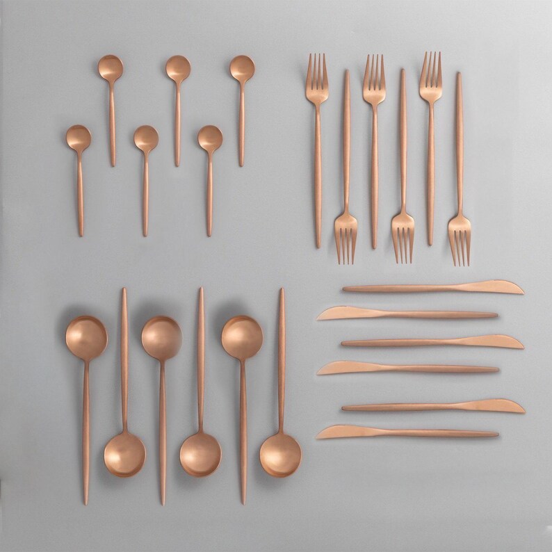 Rose Gold Minimalist Flatware Set - Etsy
