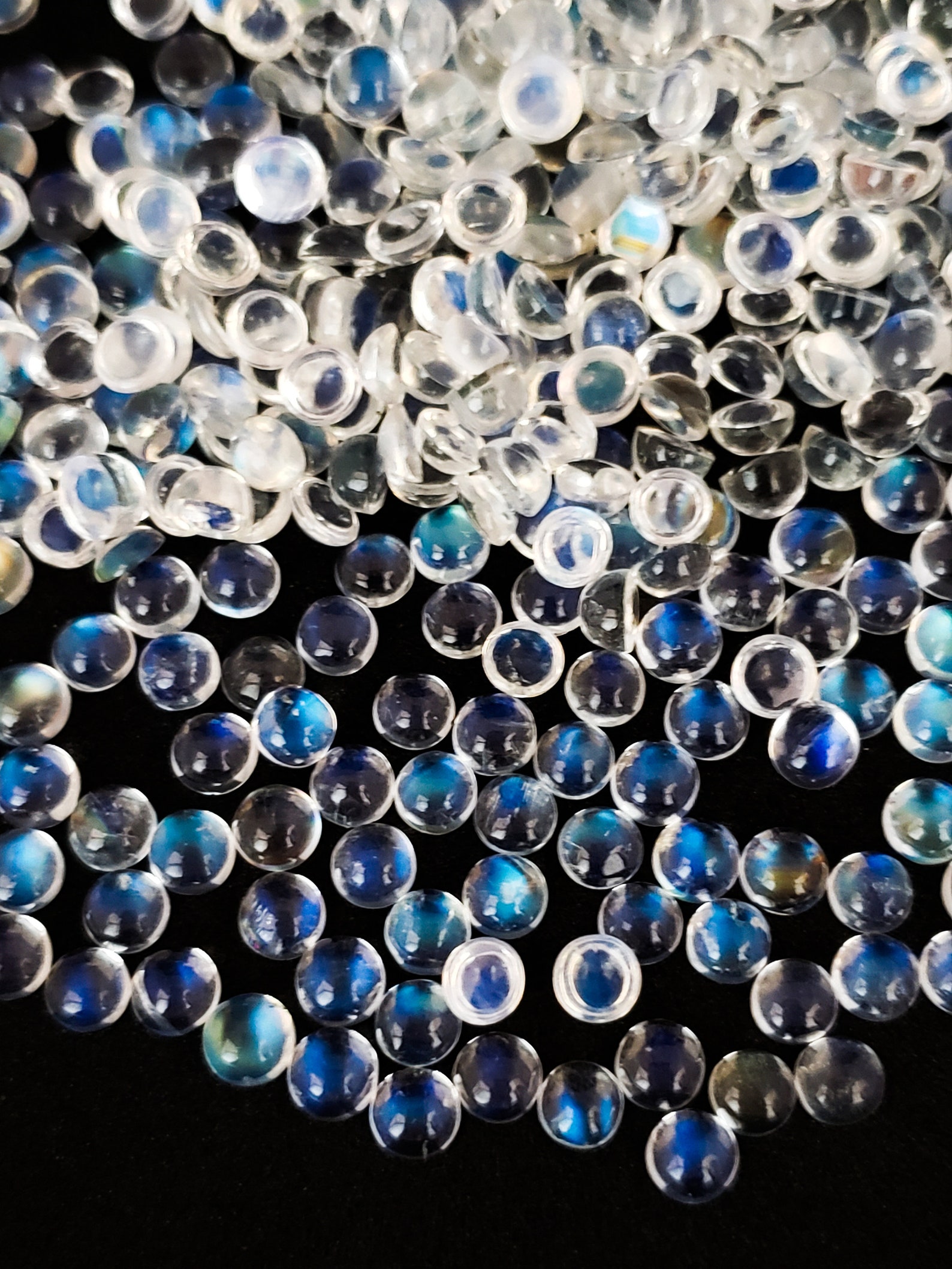 Natural RAINBOW MOONSTONE Round CABOCHON Size- 2/2.5/3/3.5/4/5 Mm,blue ...