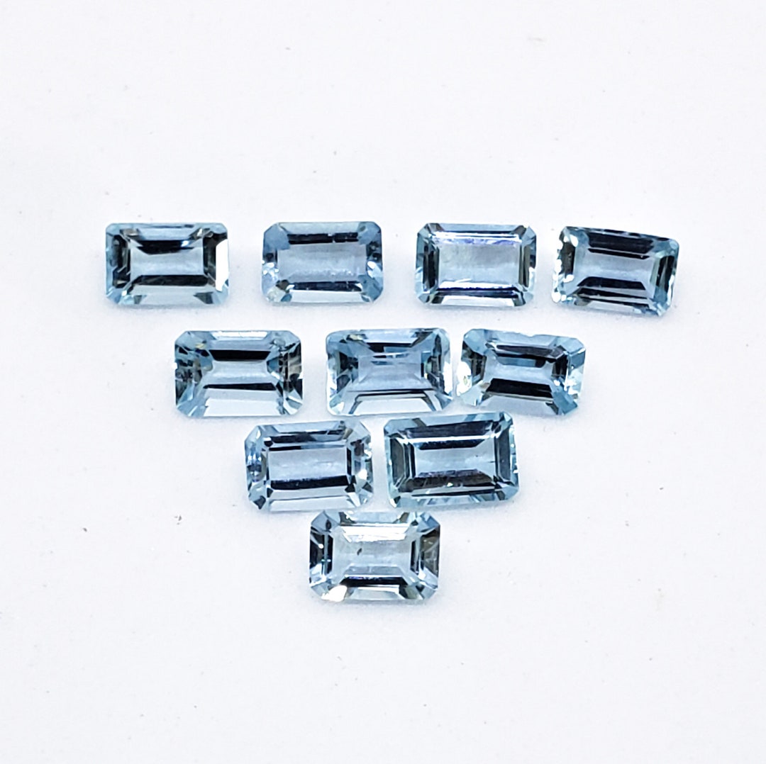 Natural Aquamarine 4x3/5x3/6x4/7x5/8x6 Mm Octagon-shaped Faceted, Deep ...