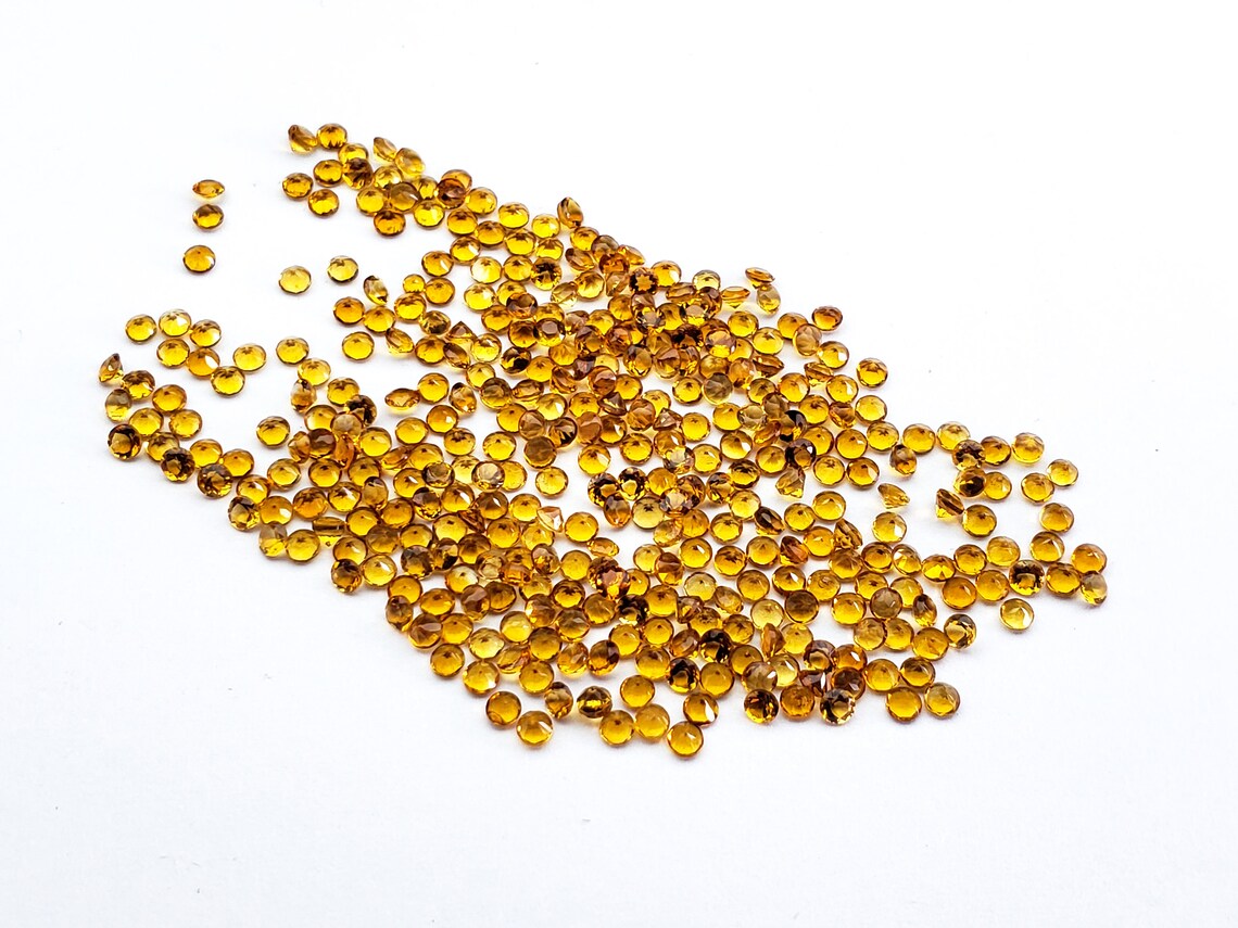 Natural Citrine 1/1.25/1.5/1.7/2 Mm Round Shaped Faceted, Calibrated ...