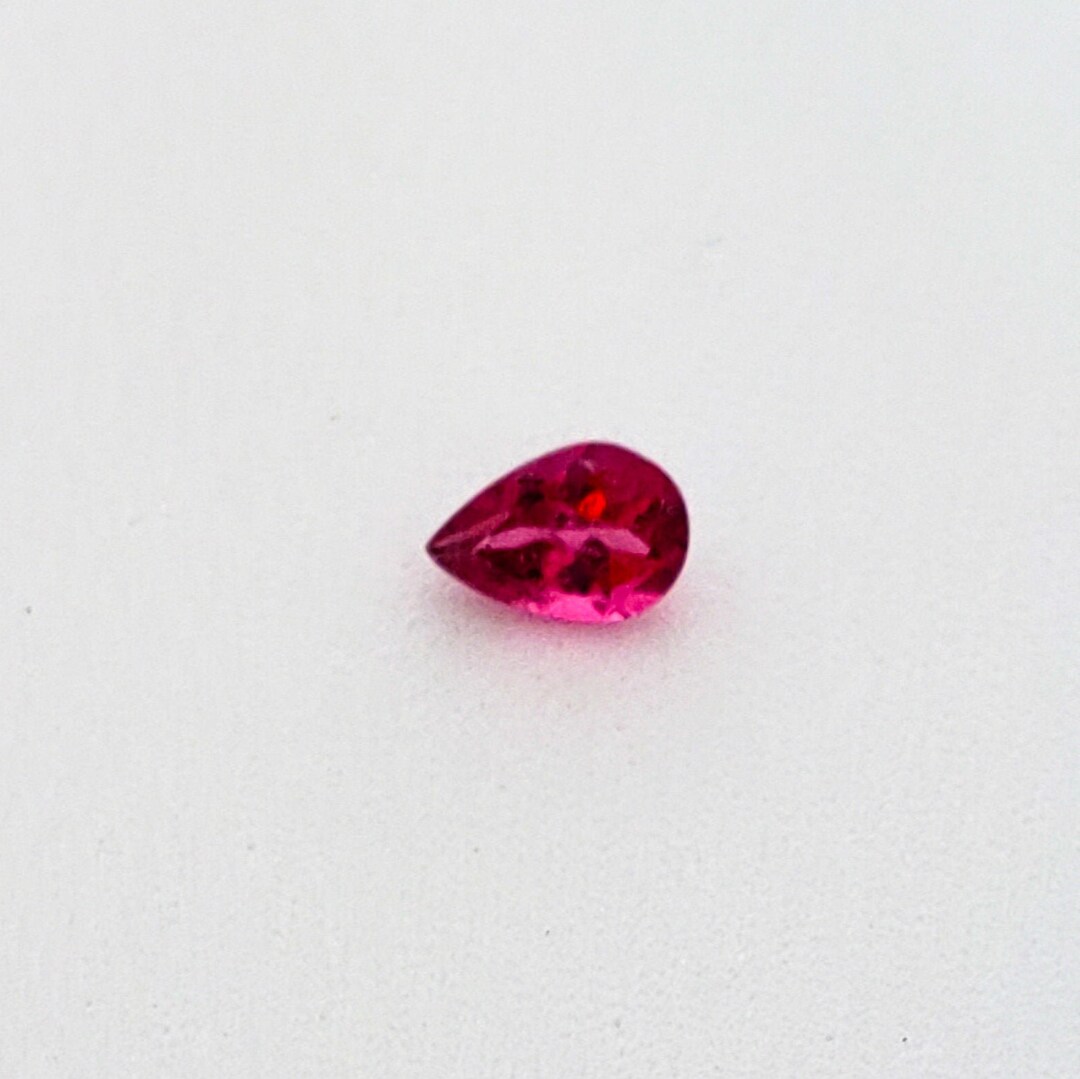 Natural Ruby Light Tourmaline Gemstone, 6X4 Pear, Intense Pink Color ...