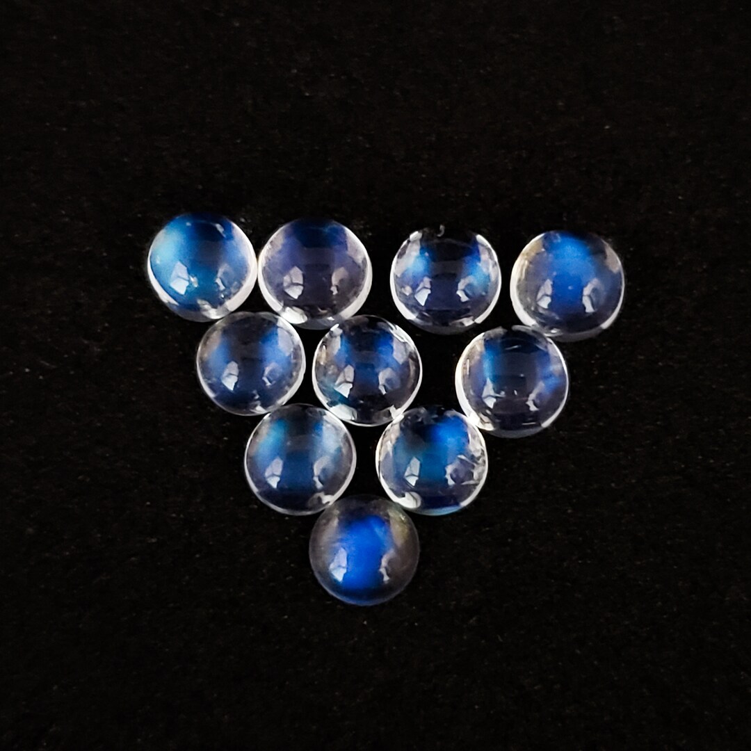 Natural RAINBOW MOONSTONE Round CABOCHON Size- 2/2.5/3/3.5/4/5 Mm,blue ...