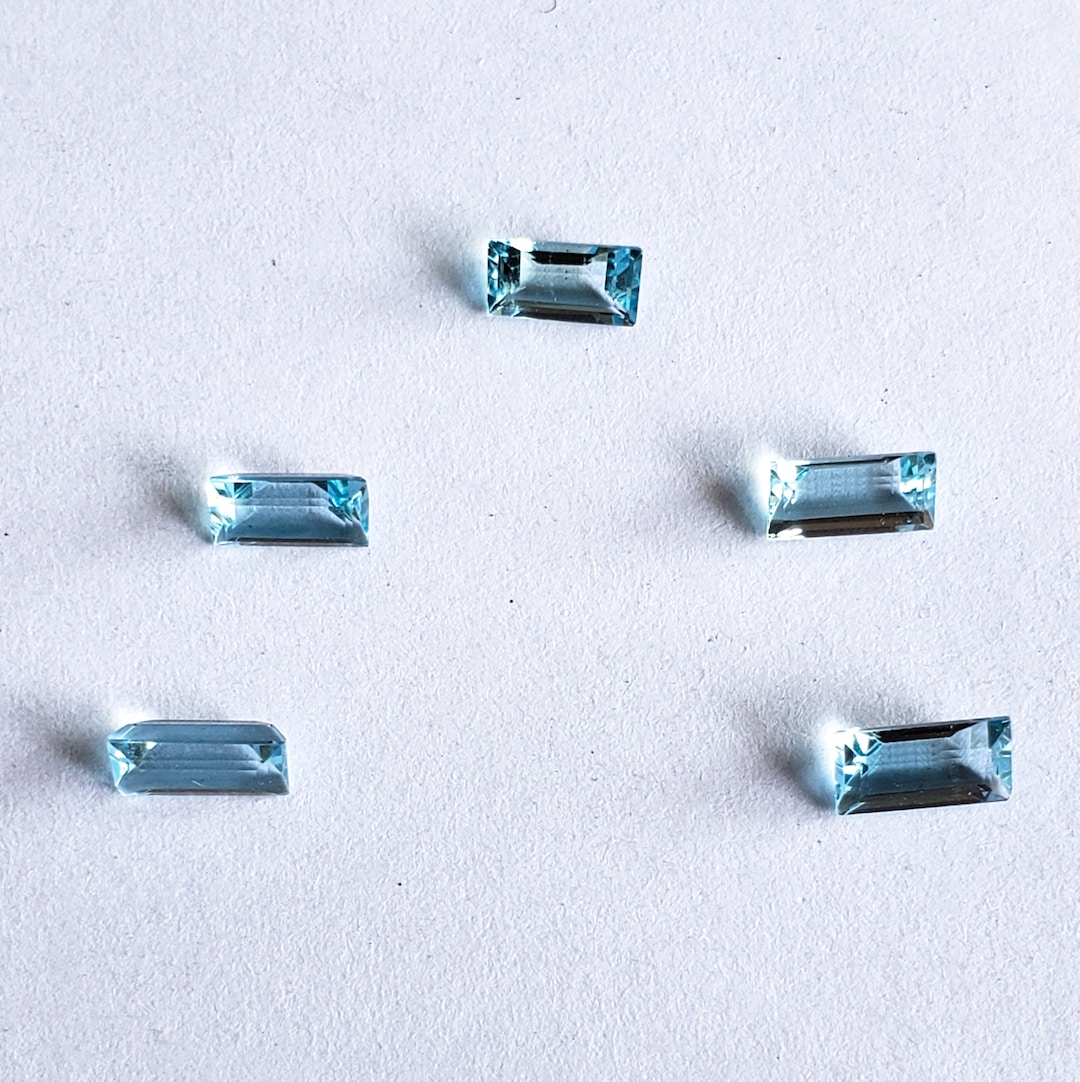 2x4-2.5x5-3x5-3x6 Baguettes, Natural Blue Aquamarine Gemstone, Sky Blue ...