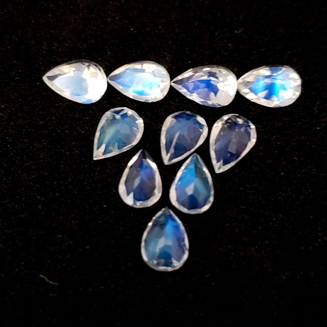 Natural RAINBOW MOONSTONE 4x3/5x3/5x4/6x4/7x5 Mm Pear Faceted, Blue ...