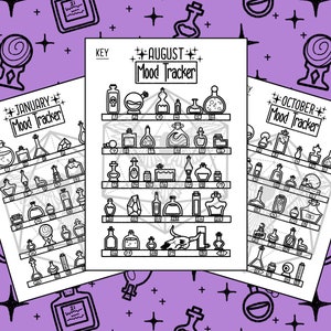 Mood Tracker Potion Bottles Printable PDF Monthly Diary Tracker Journal ...
