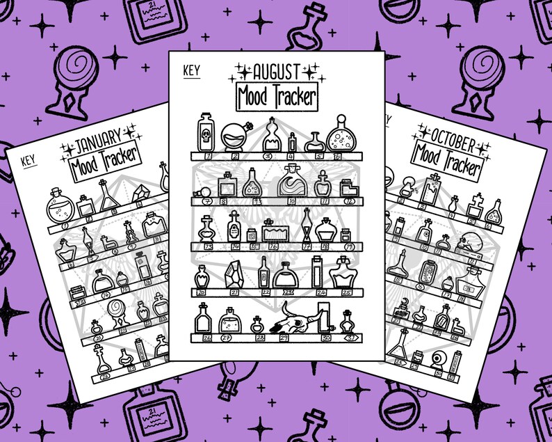 Mood Tracker Potion Bottles Printable PDF Monthly Diary - Etsy