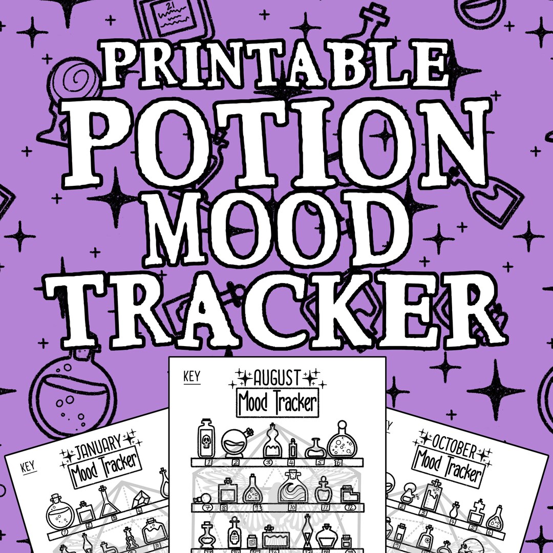 Mood Tracker Potion Bottles Printable PDF Monthly Diary Tracker Journal Journaling Witch Witchy ...