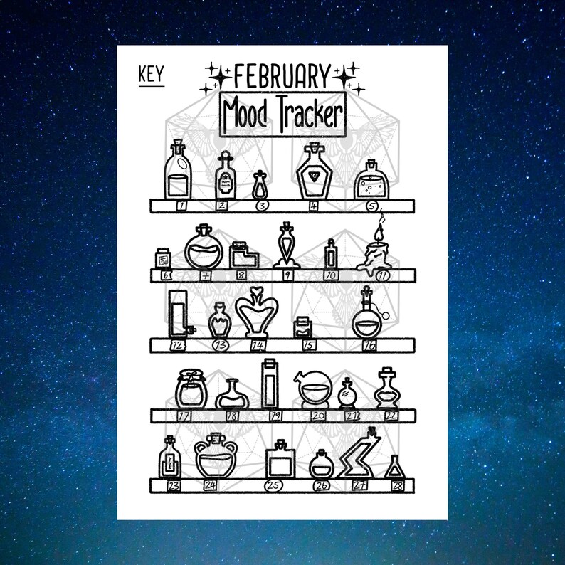 Mood Tracker Potion Bottles Printable PDF Monthly Diary Tracker Journal ...