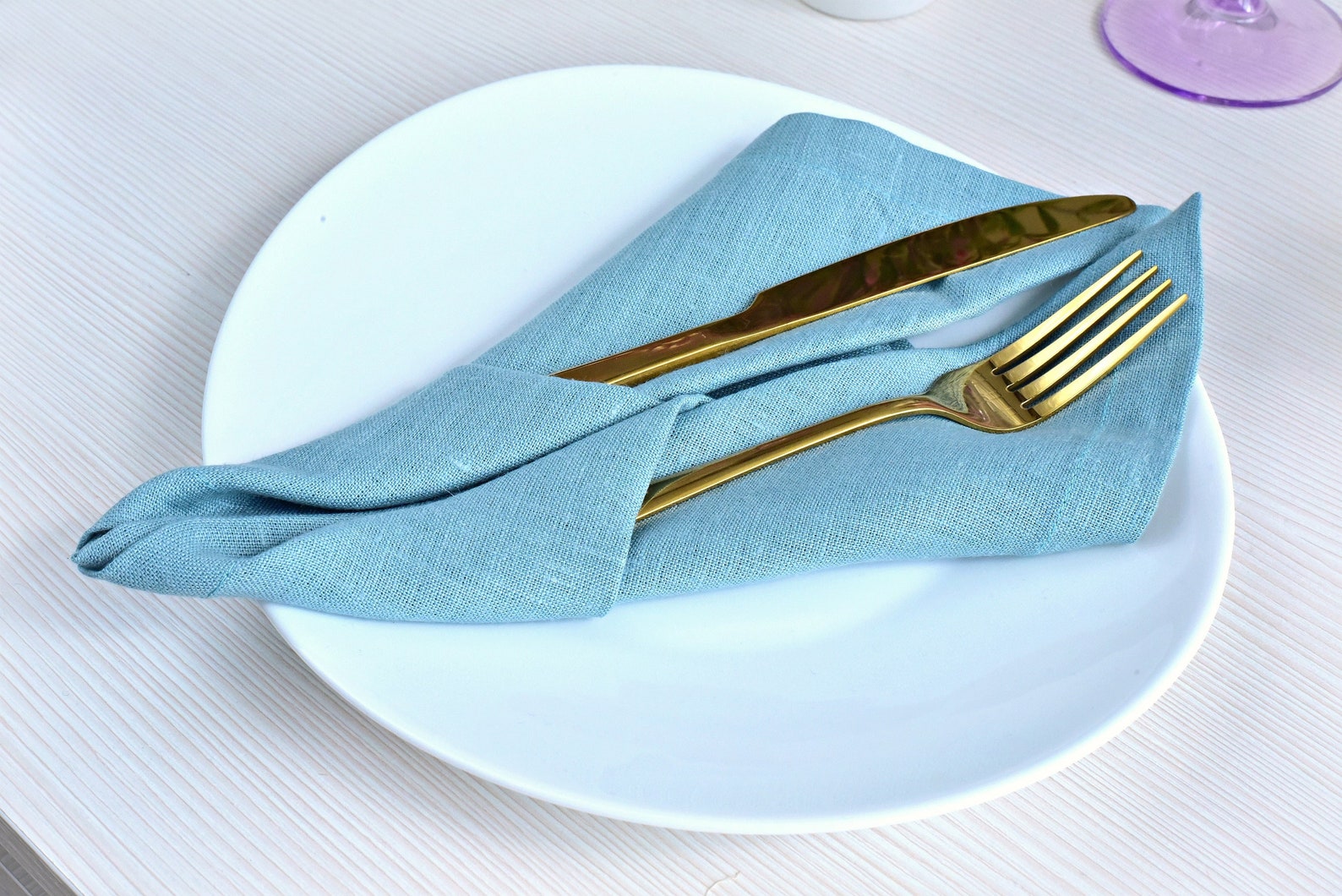 Light Turquoise Linen Napkins, Natural Linen Napkin Set, Wedding ...