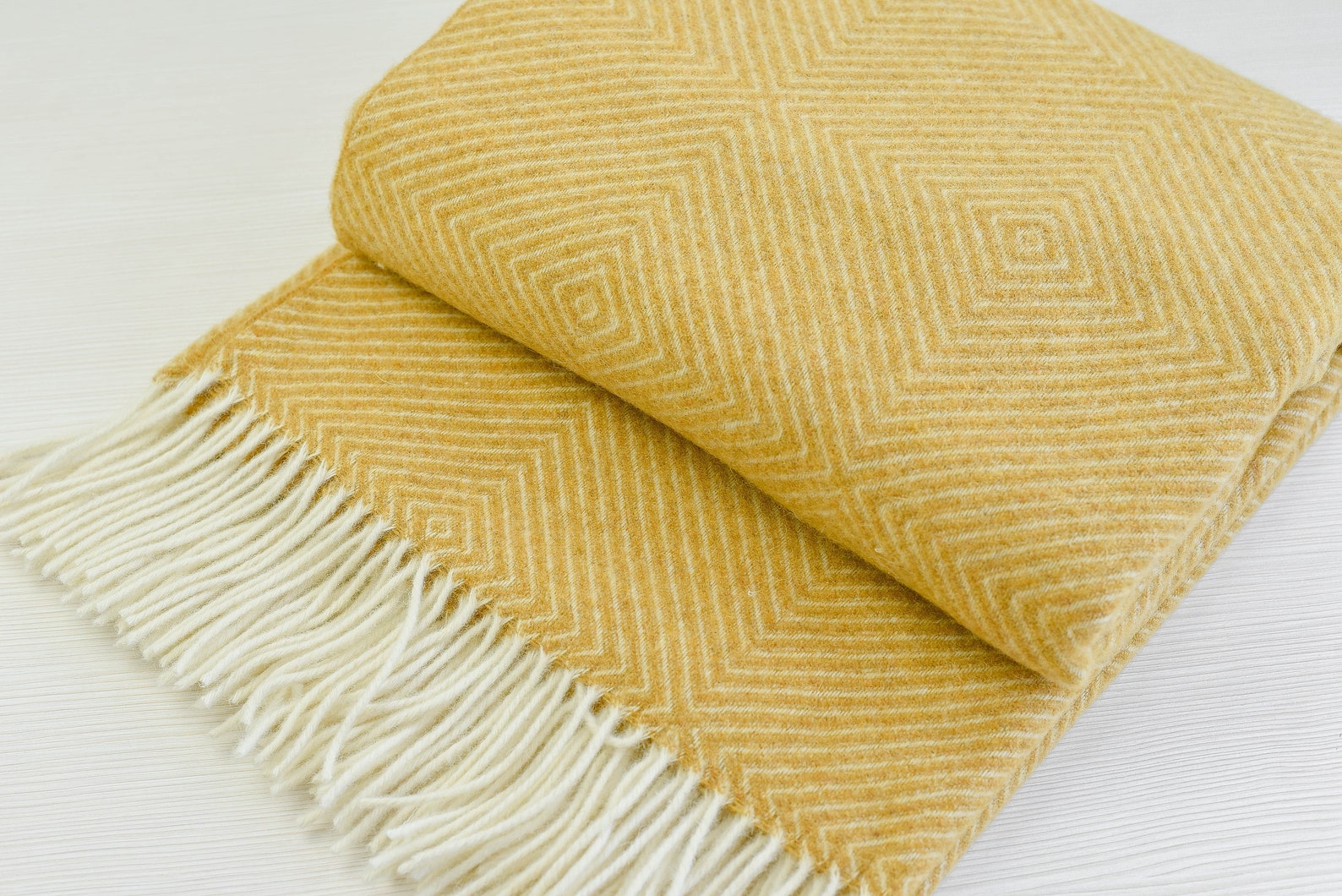 Mustard Yellow Merino wool blanket for bed large Merino wool | Etsy