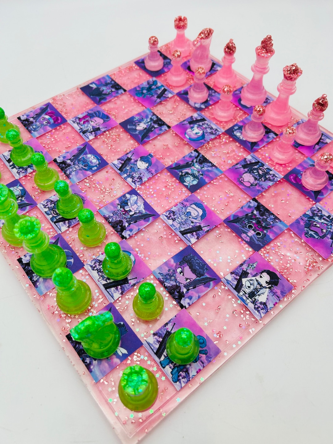 Ready to Ship! Pink Glitter Apex Fantasy Chess Set! - Etsy