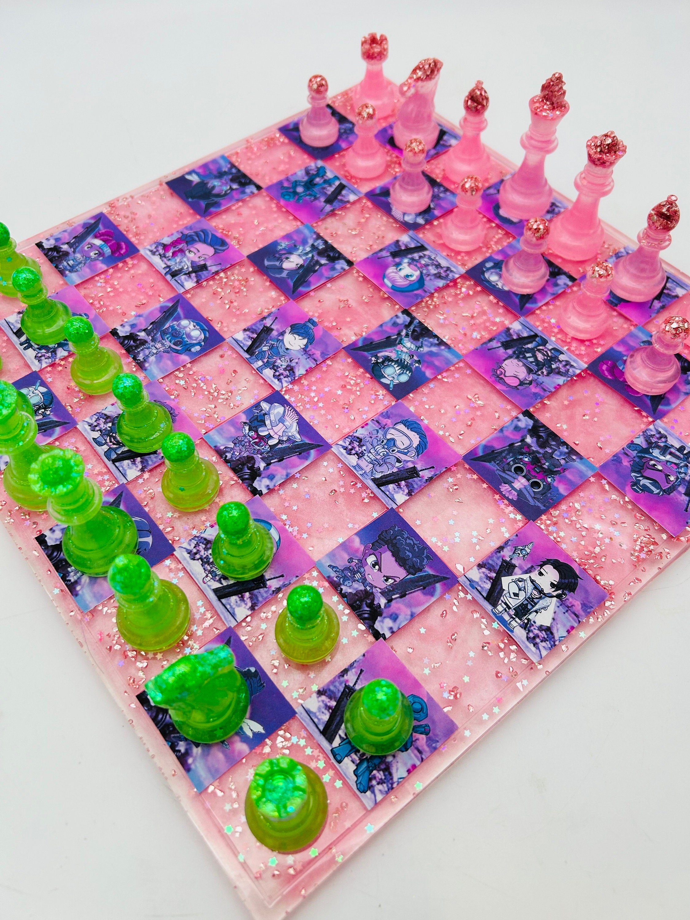 Ready to Ship! Pink Glitter Apex Fantasy Chess Set! - Etsy
