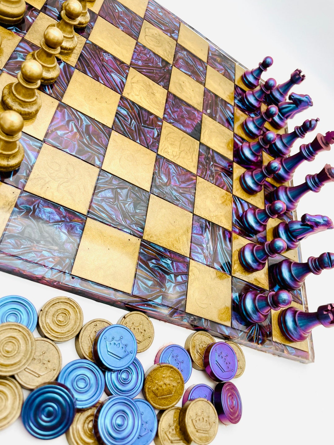 Ready to Ship! Velvet Color Shifting Chess and Checker Set! - Etsy