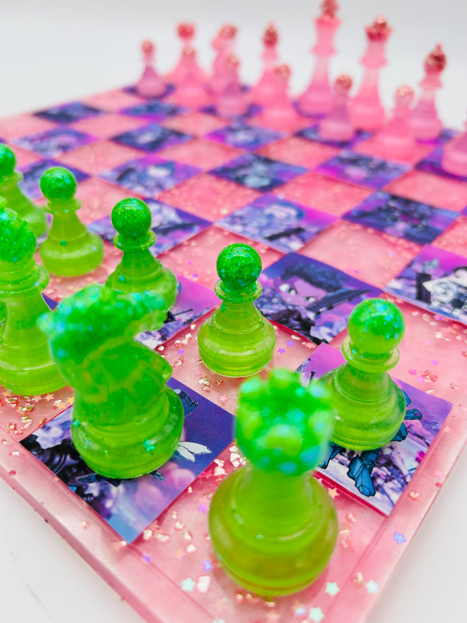 Ready to Ship! Pink Glitter Apex Fantasy Chess Set! - Etsy
