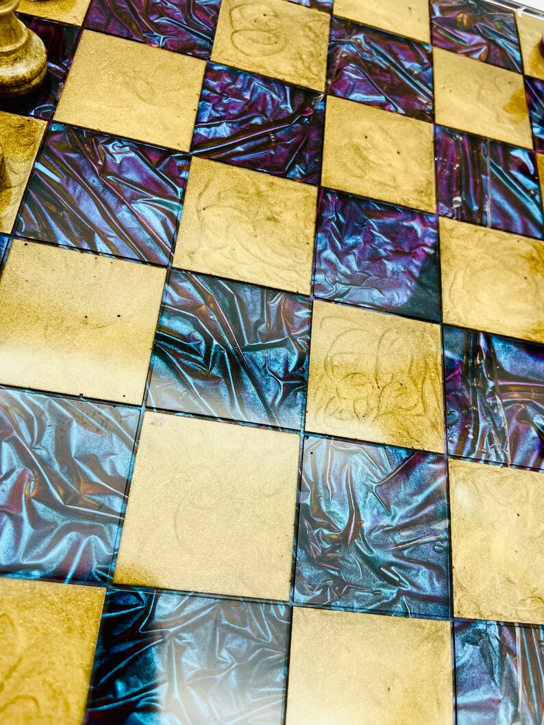 Color Shifting Velvet Chess and Checker Set: 12.5" Resin Board - Etsy