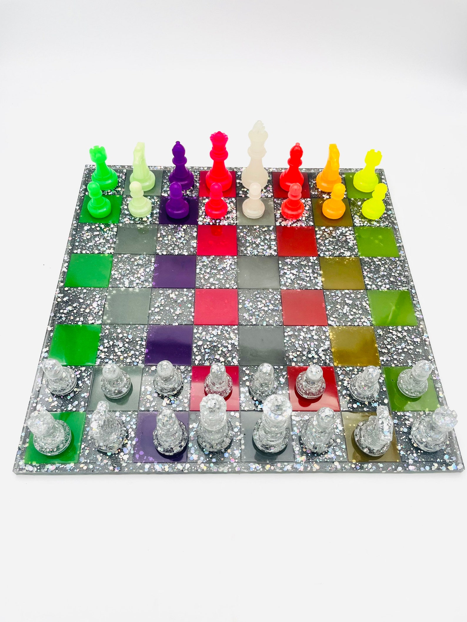 Chunky Glitter Glow in the Dark Chess Set - Etsy