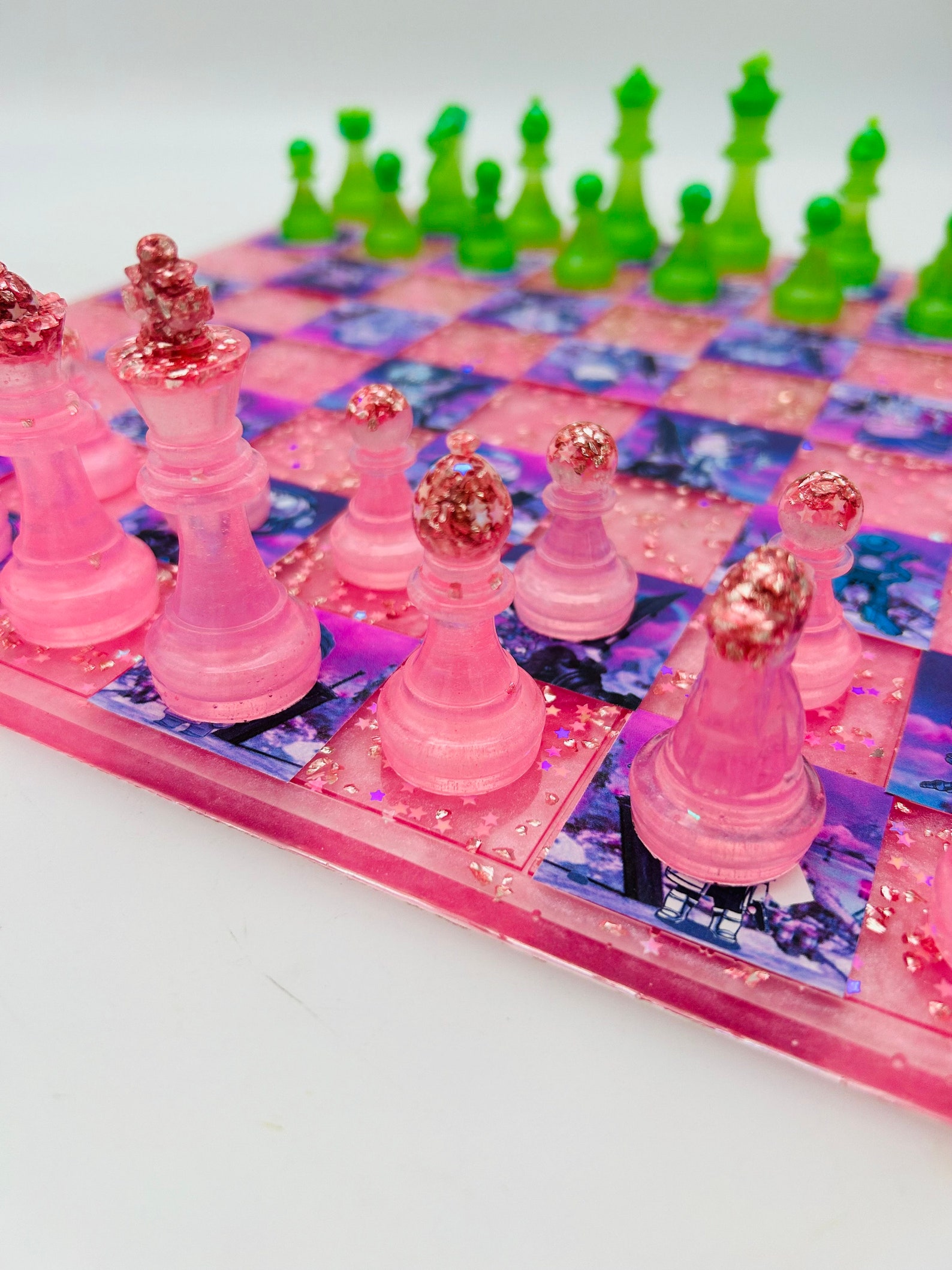 Ready to Ship! Pink Glitter Apex Fantasy Chess Set! - Etsy