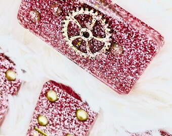 Pink Dotted Glitter Dominoes - Etsy