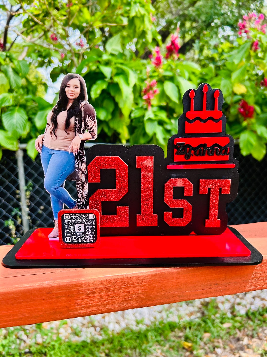 Custom Birthday Media Sign With Picture and Payment QR Scan Codes in ...