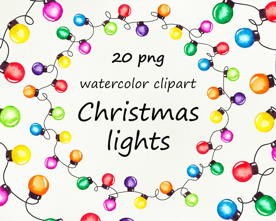 Christmas lights clipart Christmas lights clip art String of | Etsy