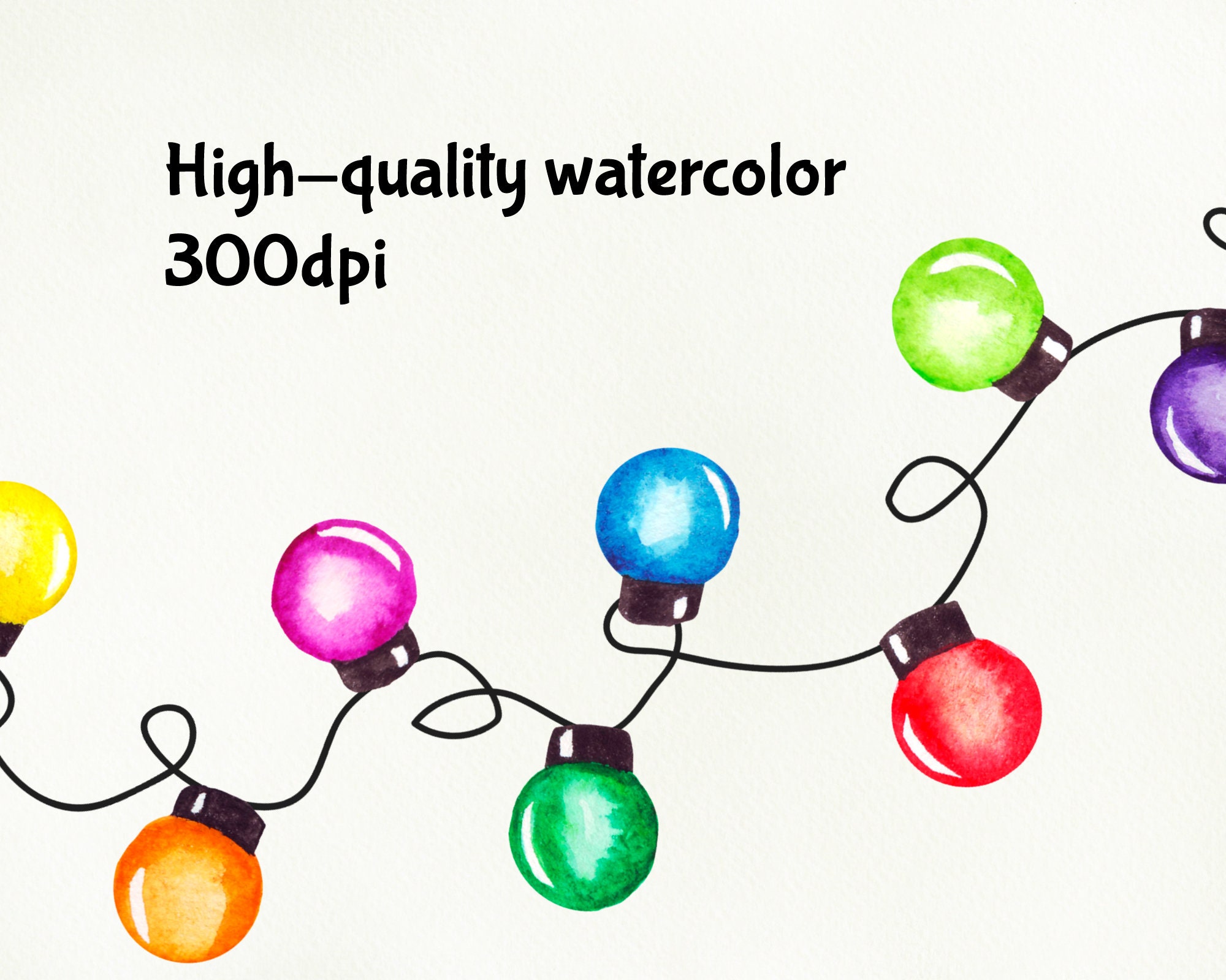 Christmas Lights Clipart Christmas Lights Clip Art String of - Etsy