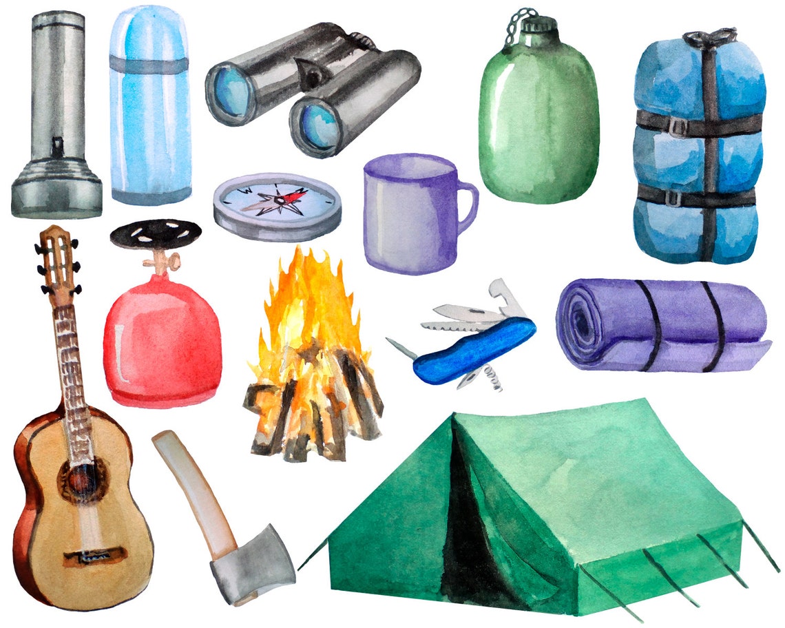 Watercolor Camping Clipart Camping Clip Art Boy Scouts Tent | Etsy
