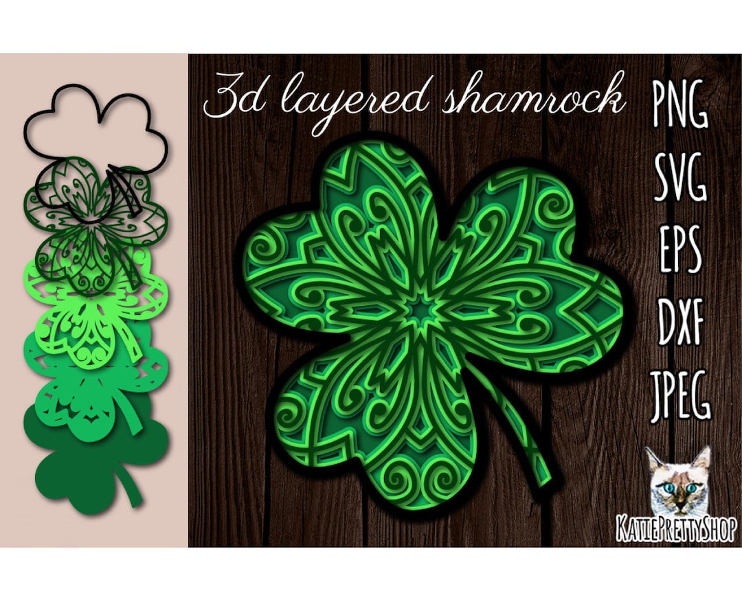 3d Layered Shamrock Svg, Layered Cut File. St Patrick Shamrock Papercut ...