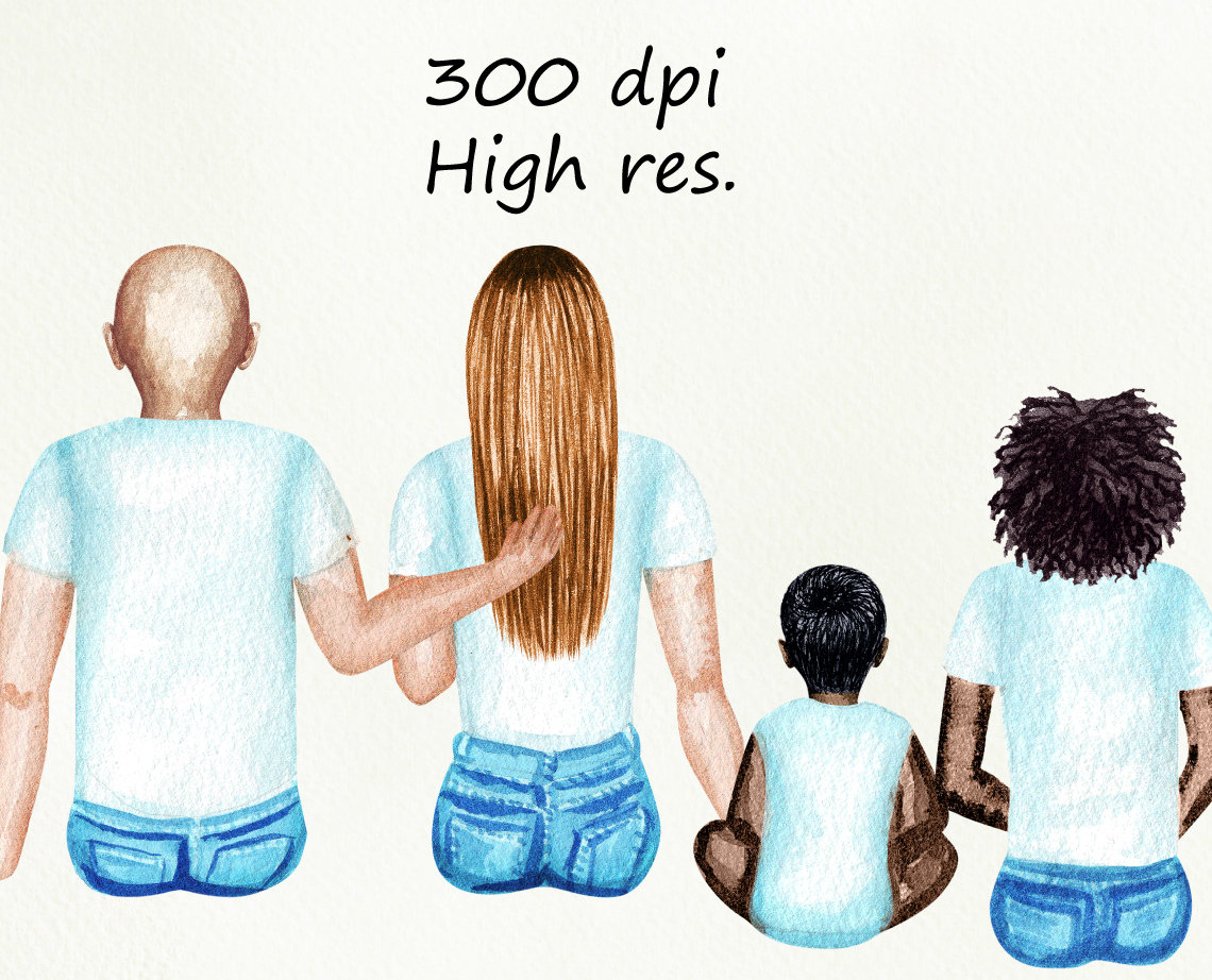 Family Watercolor Customizible Clipart. Family Character - Etsy