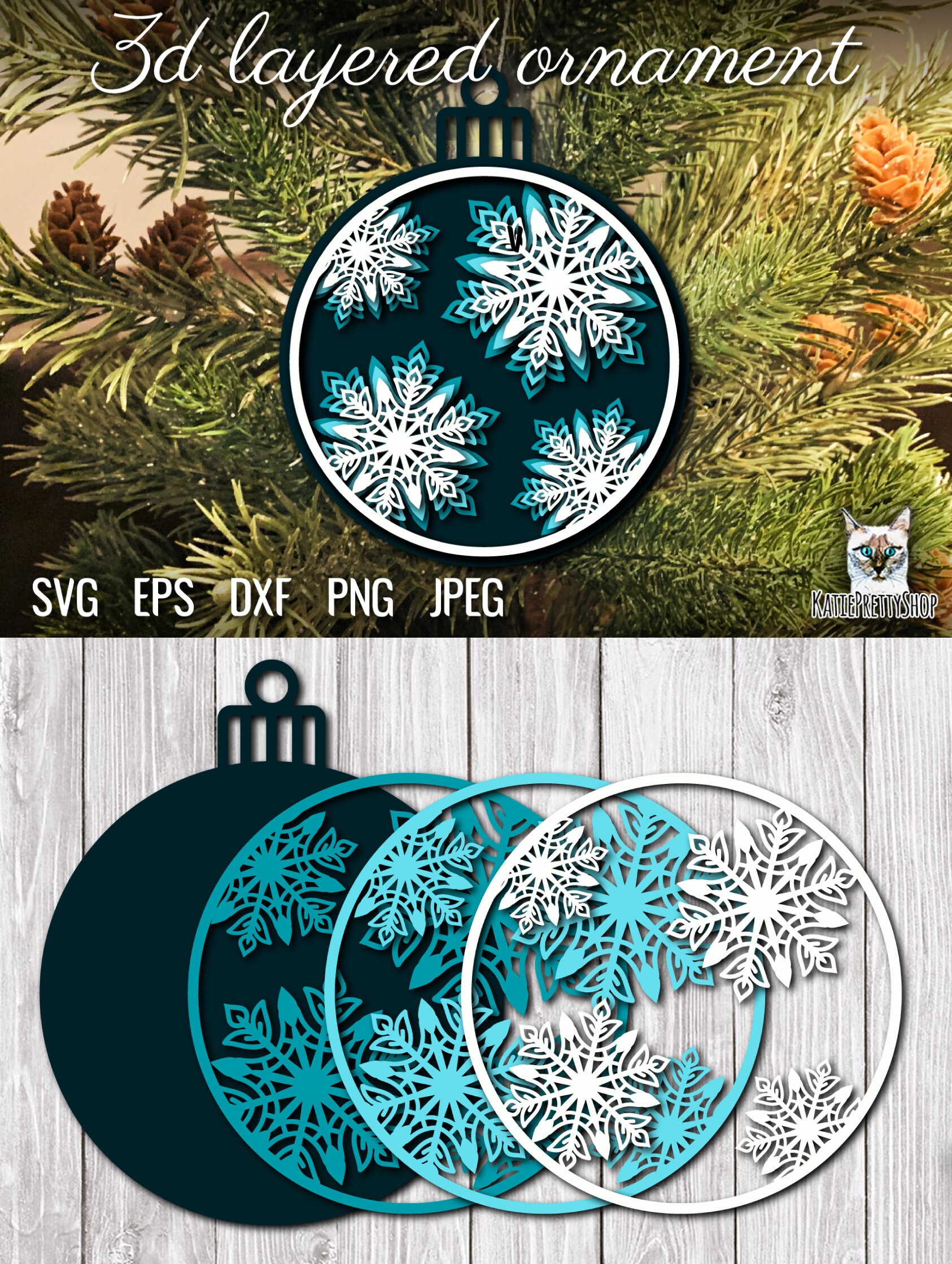 3D Layered Christmas Ornaments SVG, Christmas Papercut, Multilayered ...