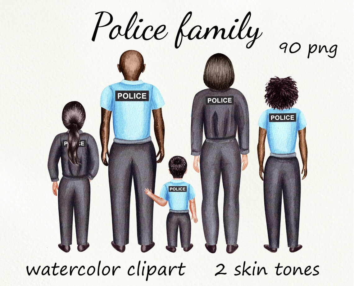 Police Family Watercolor Customizible Clipart. Family - Etsy