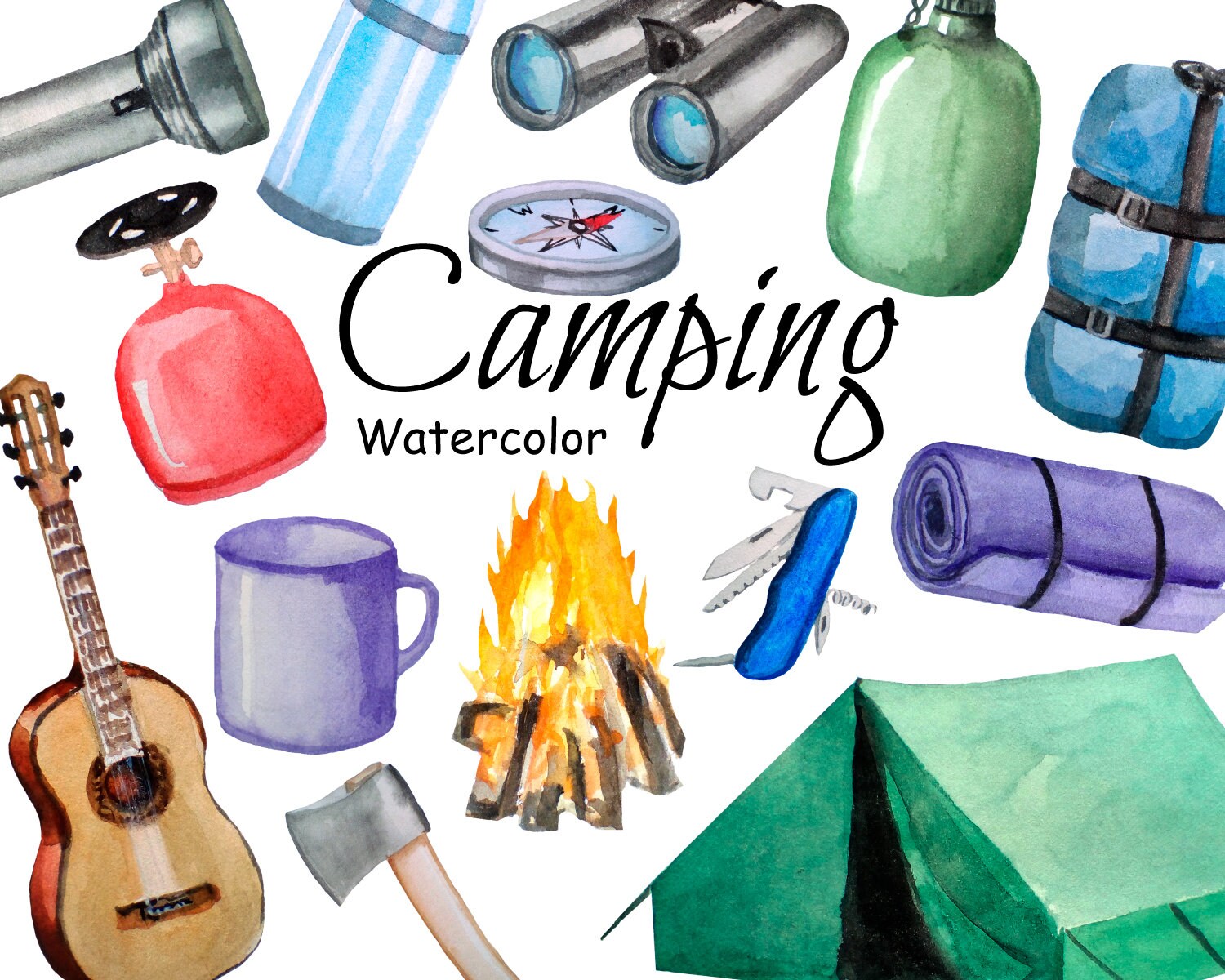 Watercolor Camping Clipart Camping Clip Art Boy Scouts Tent | Etsy