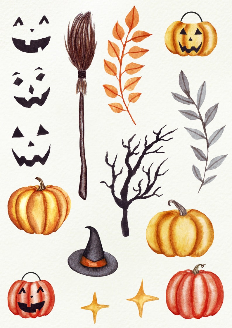 Halloween Witches Watercolor Clipart. Girls Character Creator Digital ...