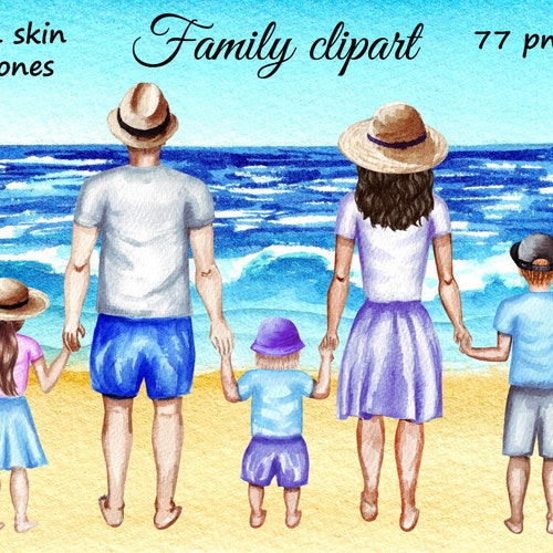 Family Watercolor Customizible Clipart. Family Character - Etsy