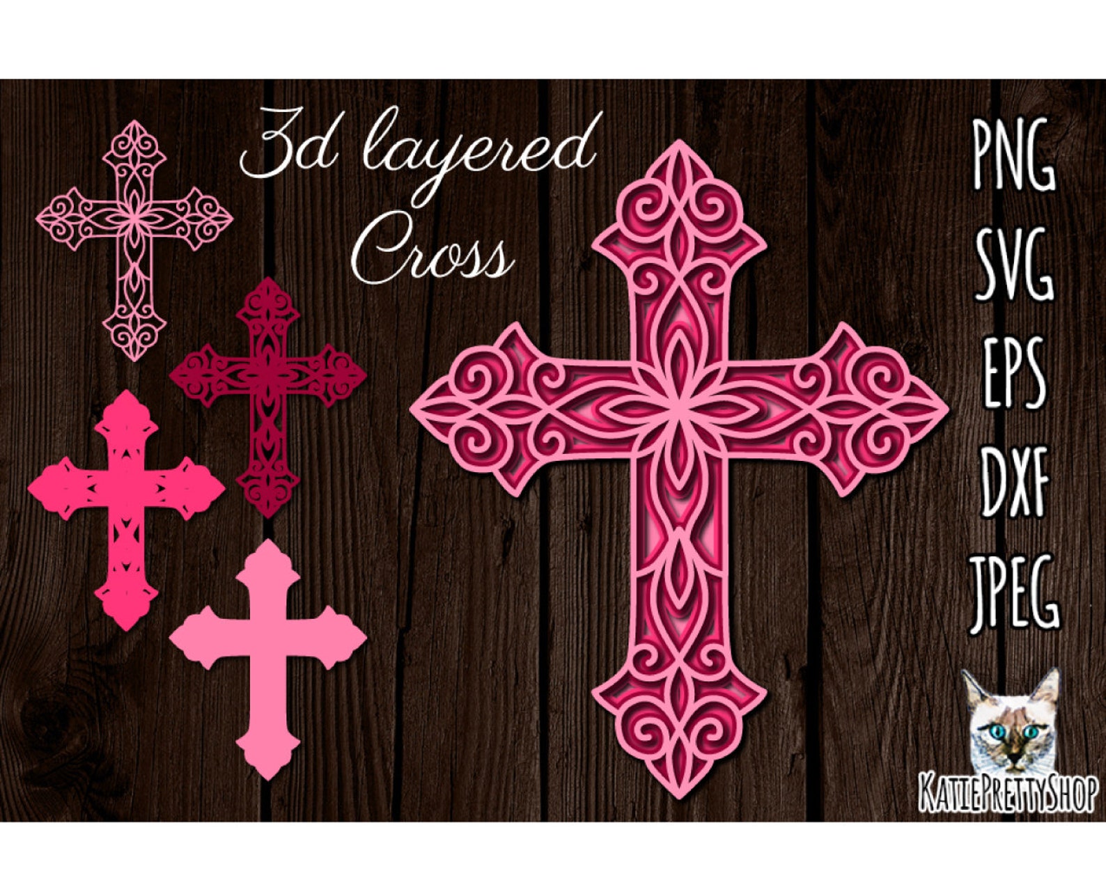3d Layered Cross Svg, Layered Cut File. Easter Cross Papercut ...