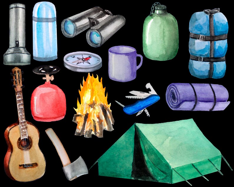 Watercolor Camping Clipart Camping Clip Art Boy Scouts Tent - Etsy